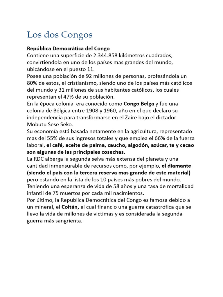 Los Dos Congos (RESUMEN) | PDF