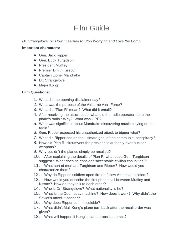 Film Guide-Dr. Strangelove | PDF