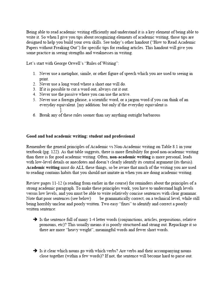 Good and Bad Academic Writing | PDF