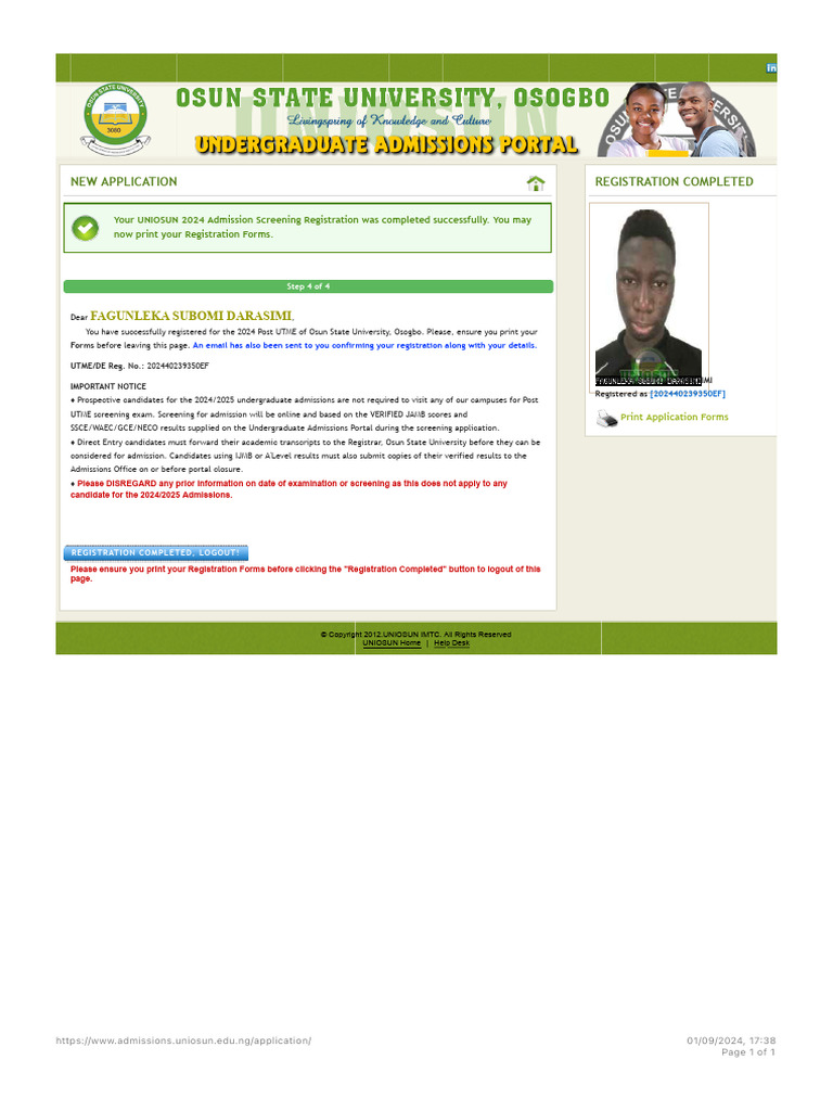 -| UNIOSUN Undergraduate Admissions E-Portal |-. | PDF