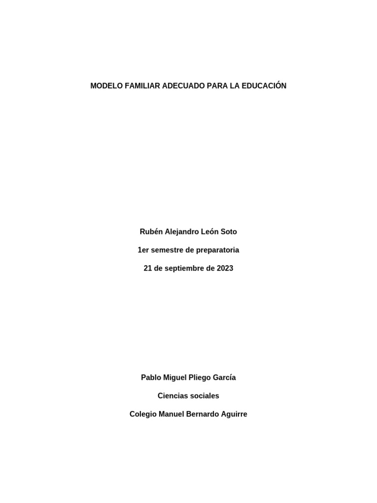 Modelo Familiar Adecuado para La Educación | PDF