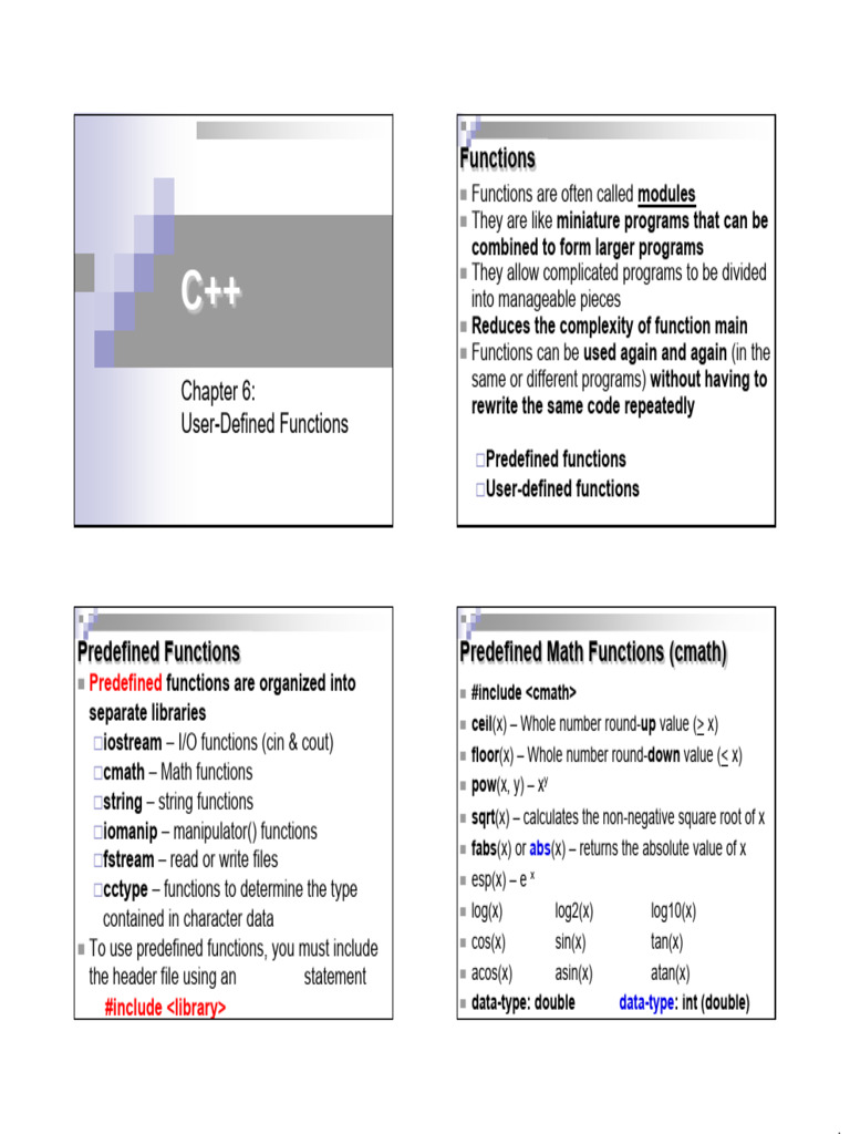 Ch6 User-Defined Functions | PDF