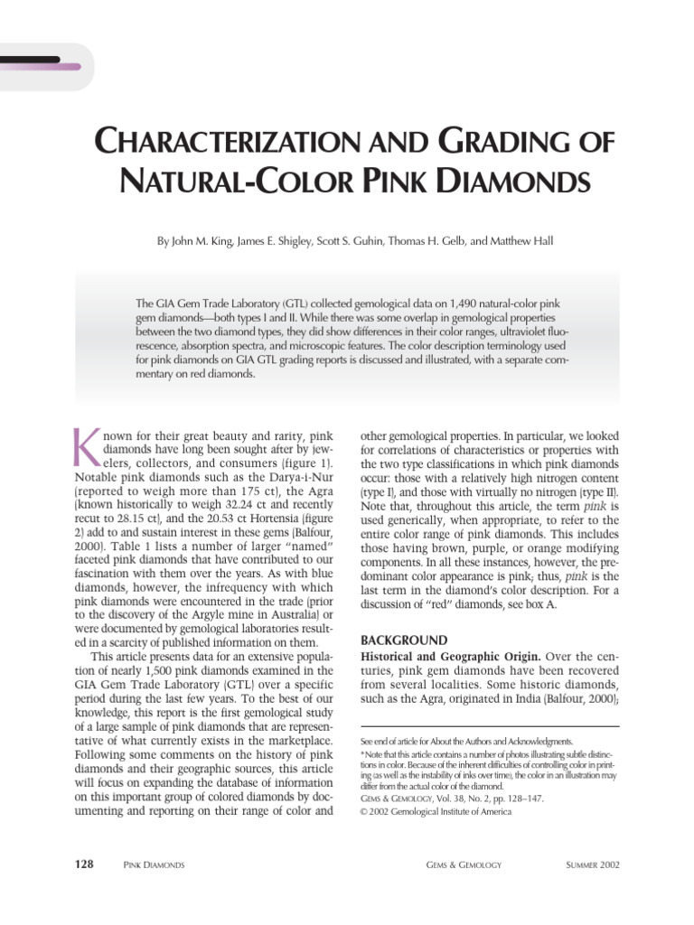 Characterization and Grading of Natural Color Pink Diamonds | PDF