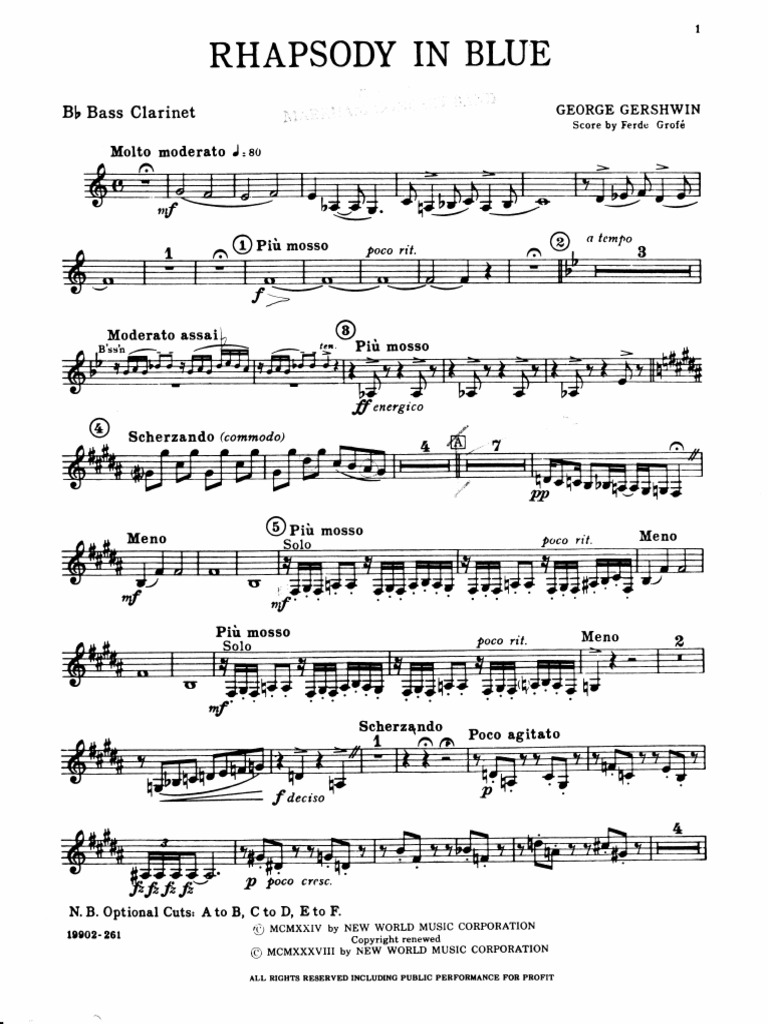 15 BB Bass Clarinet Rhapsody in Blue | PDF