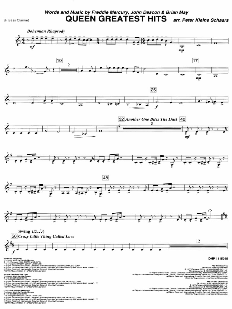 15 BB Bass Clarinet Queen Greatest Hits | PDF