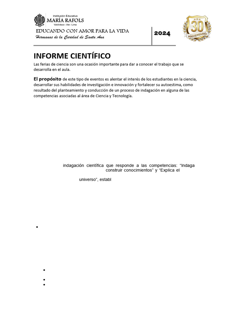 INFORME CIENTIFICO - Experimental y Descriptivo | PDF