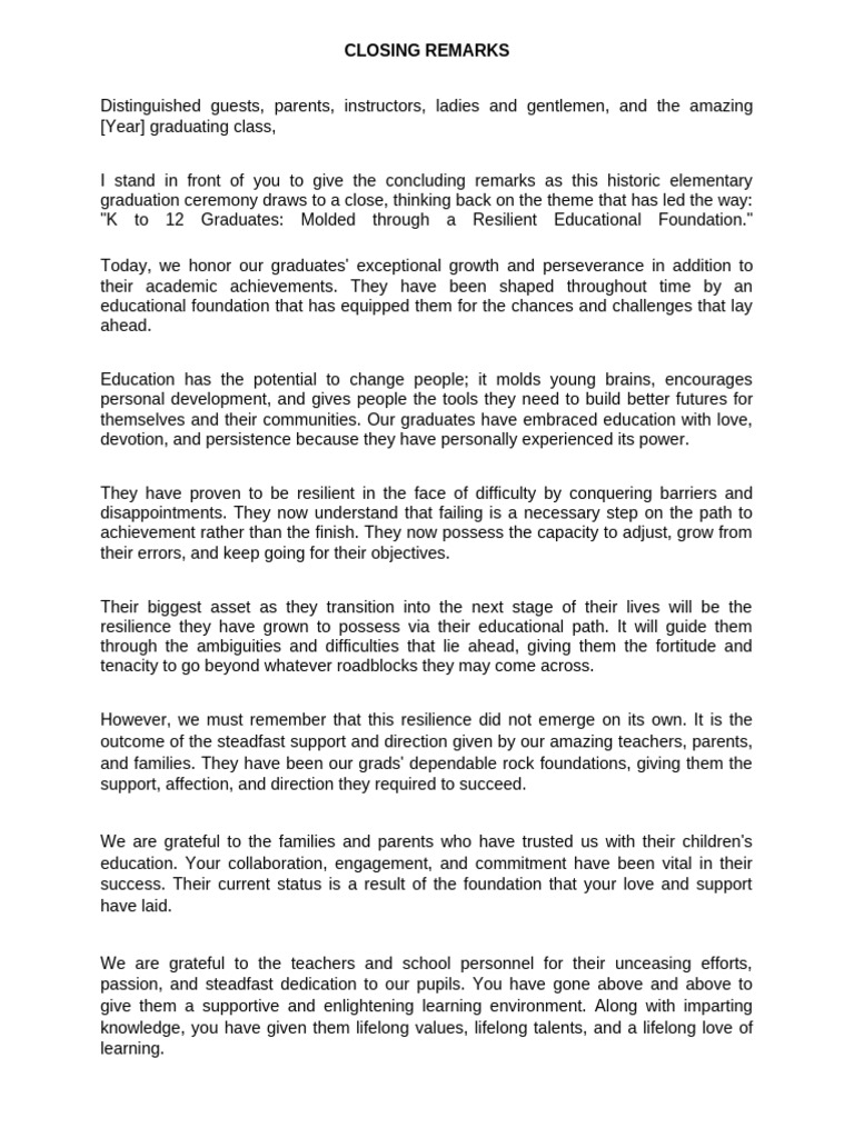 Closing Remarks | PDF