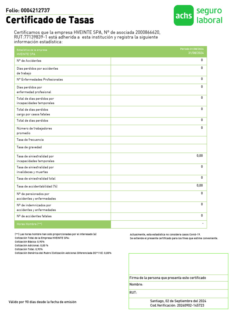 Certificado Tasas | PDF