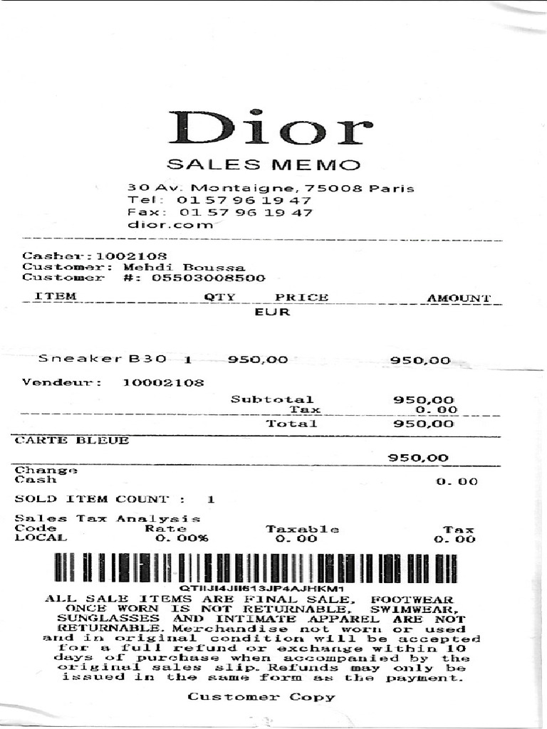 Ticket Dior | PDF