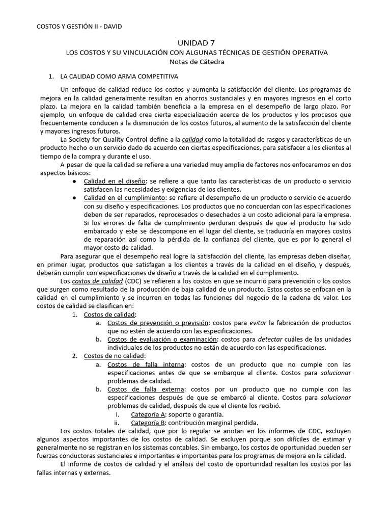 Resumen Costos II - U7 A U9 | PDF