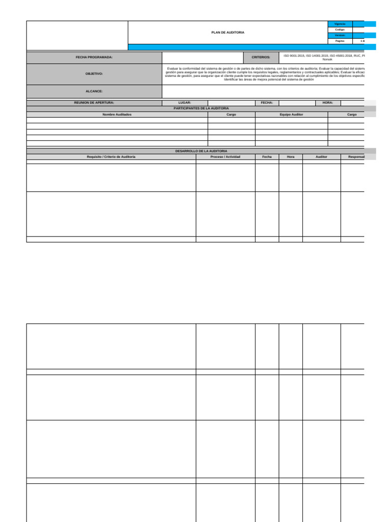 Modelo Plan de Auditoria | PDF