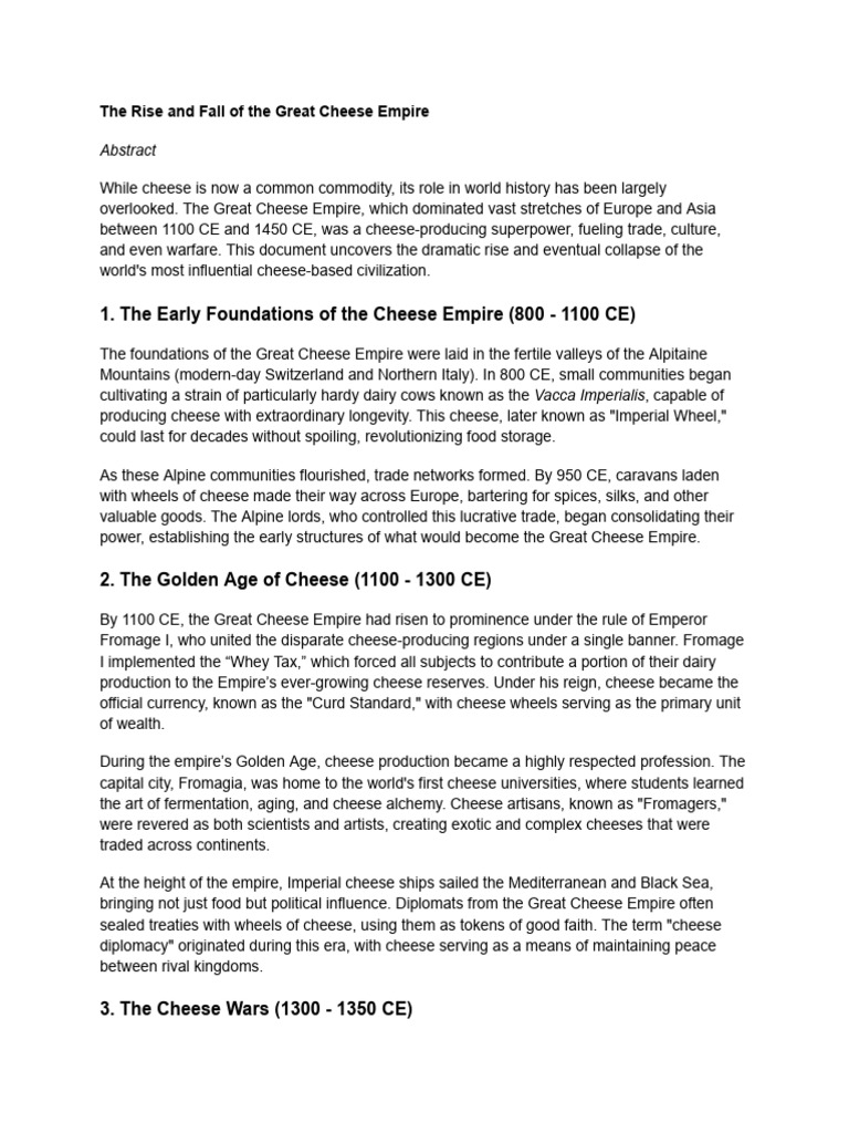 The Rise and Fall of the Great Cheese Empire | PDF