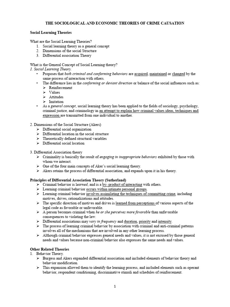 Crime Theories: Social Learning & Control | PDF | Deviance (Sociology ...