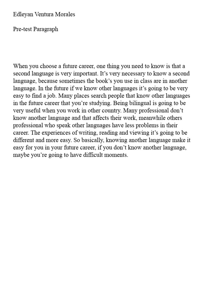 Pre-Test Paragraph | PDF