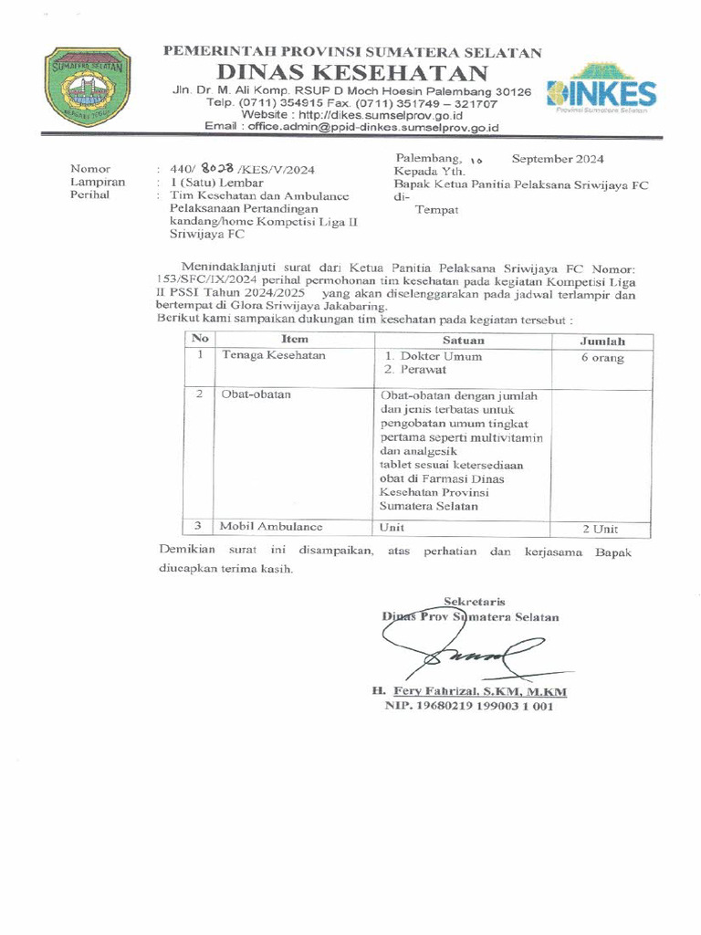Surat Balasan Liga Dua SFC | PDF