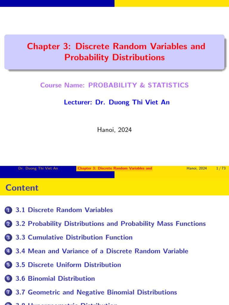 Chapter 3. Discrete Random Variables - v1 | PDF | Probability Distribution | Teaching Methods ...