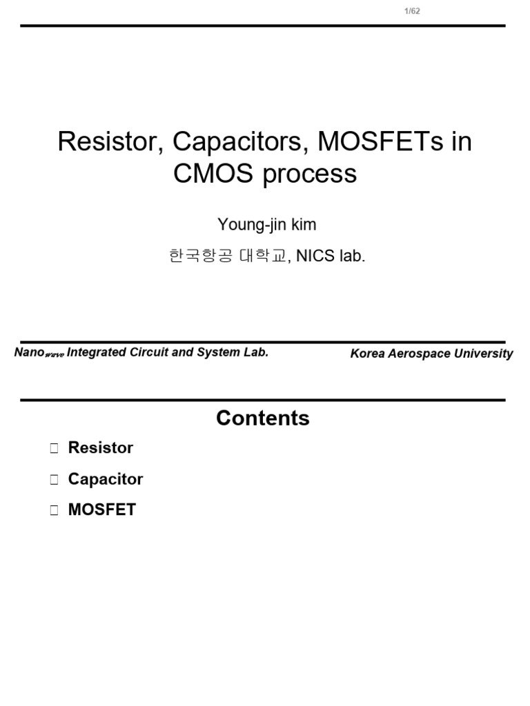 2. Resistors, Capacitors, MOSFETs in CMOS Process_v5 | PDF