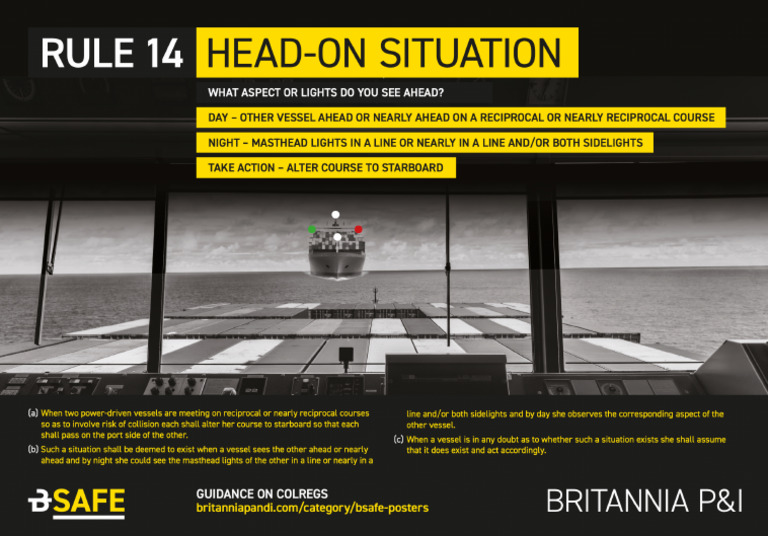 BSafe Poster Collision Regulations Rule 14 Head On Situation 11 2022 | PDF