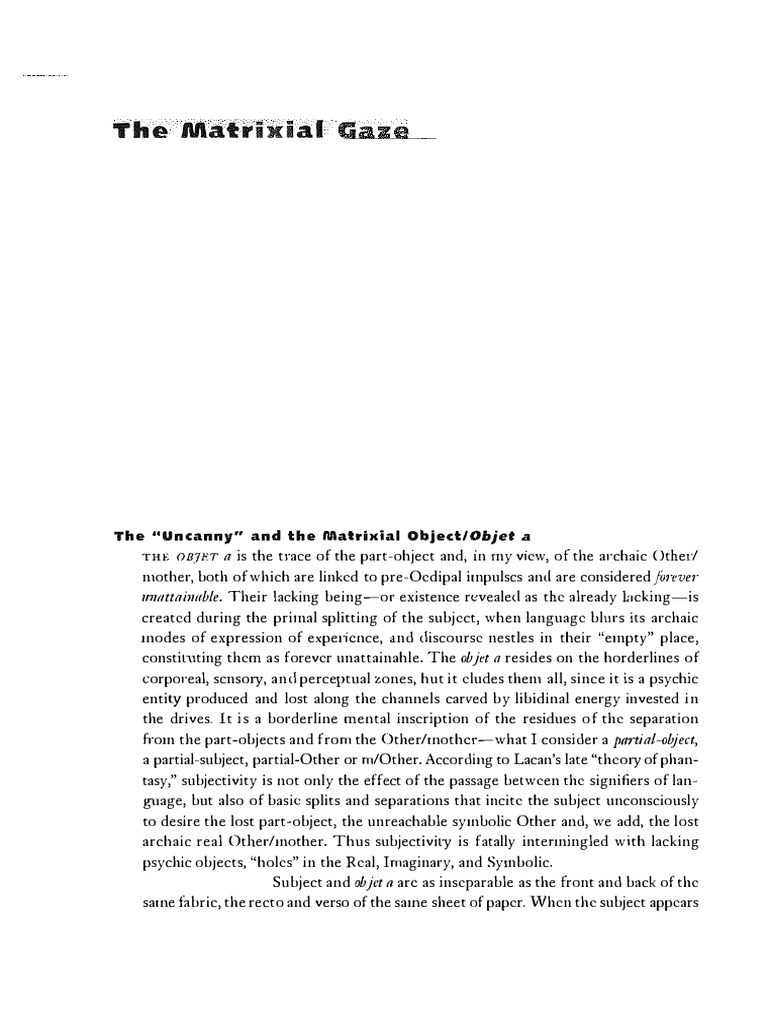 1【选读】Bracha L. Ettinger - The Matrixial Gaze | PDF