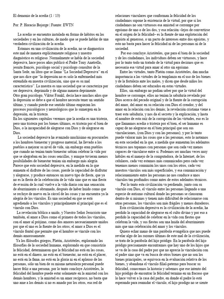 El Demonio de La Acedia | PDF | Amor | Ciencias sociales