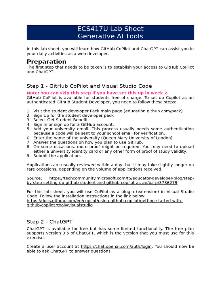 Generative AI Tools Lab Sheet | PDF