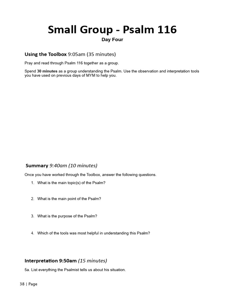 MYM Psalm 116 Worksheets | PDF
