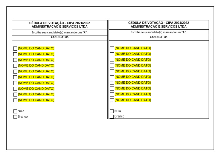 Modelo de Cedula de Votacao | PDF