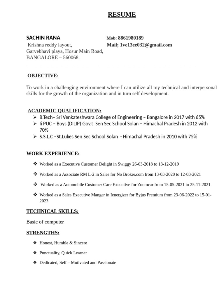 Sachin Rana Resume Edit | PDF