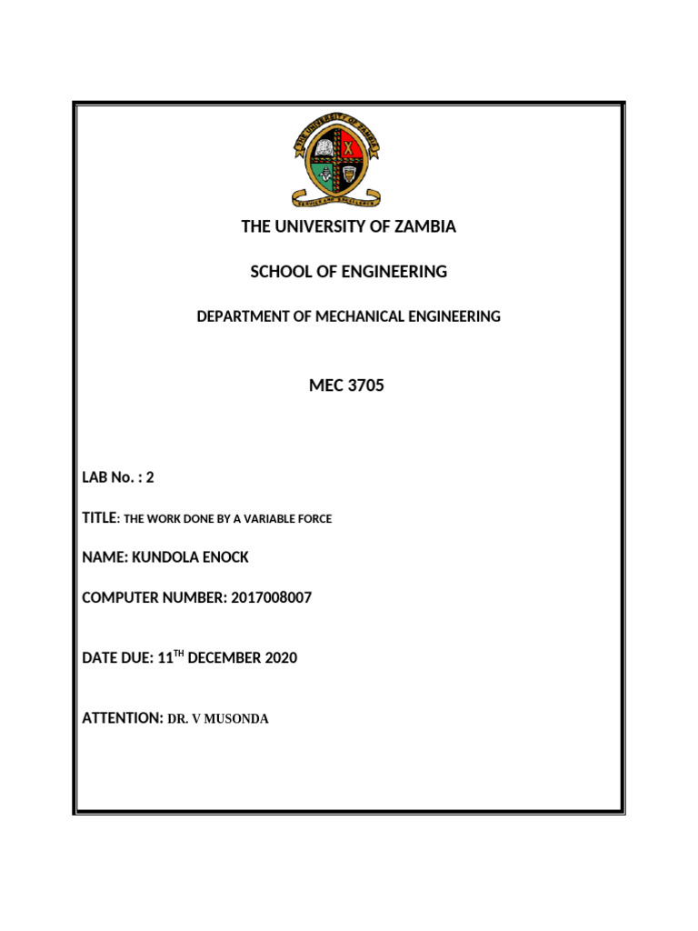 The Work Done By a Variable Force | PDF
