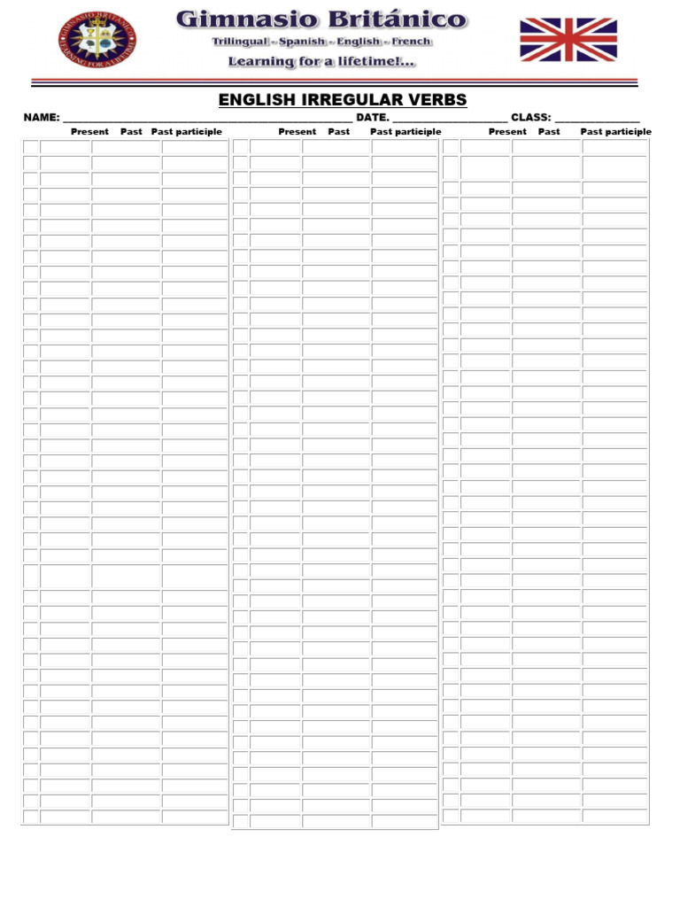 Irregular Verb List | PDF