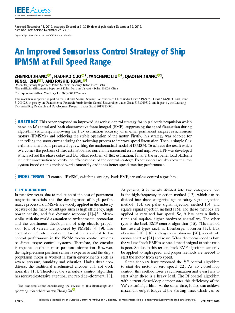 An Improved Sensorless Control Strategy of Ship IPMSM at Full Speed Range | PDF