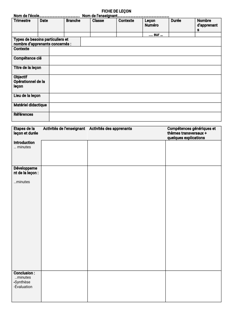 Lesson Plan Zose Cbc | PDF