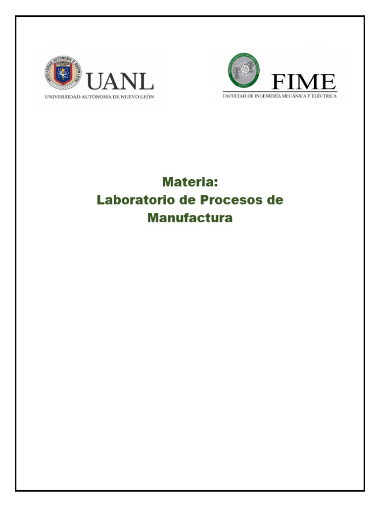 Materia: Laboratorio de Procesos de Manufactura | PDF