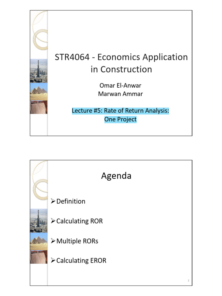 STR4064 - Lecture 5 - RoR - One Project | PDF | Internal Rate Of Return ...