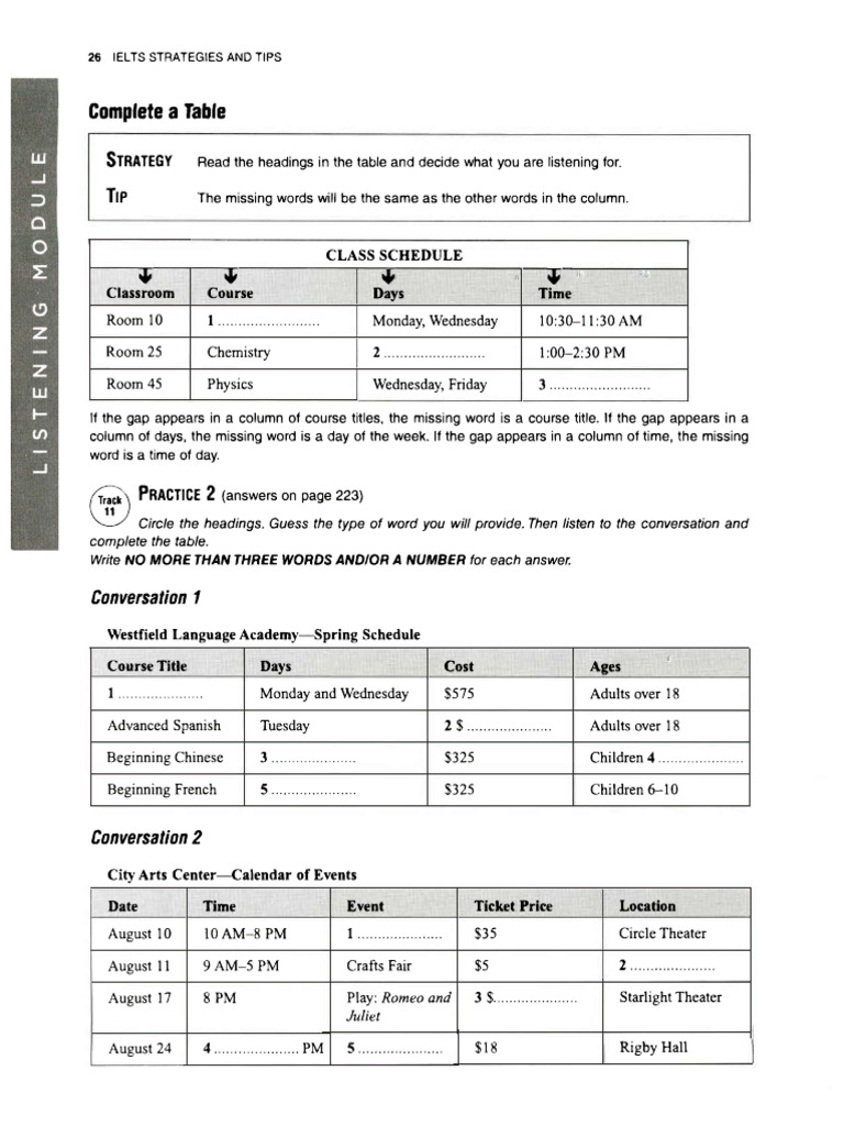 04 Listening Complete A Table | PDF