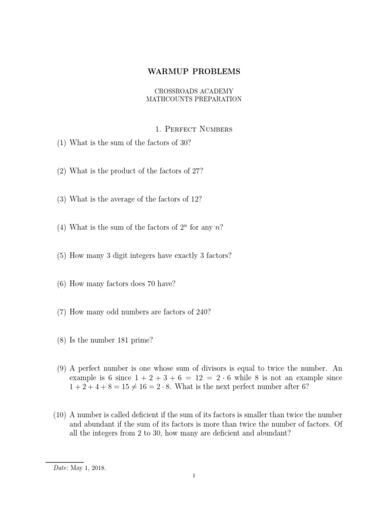 Perfect Numbers | PDF | Teaching Methods & Materials