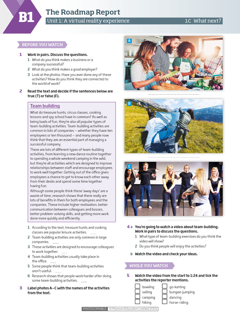 RM B1 Video Worksheets U1 | PDF