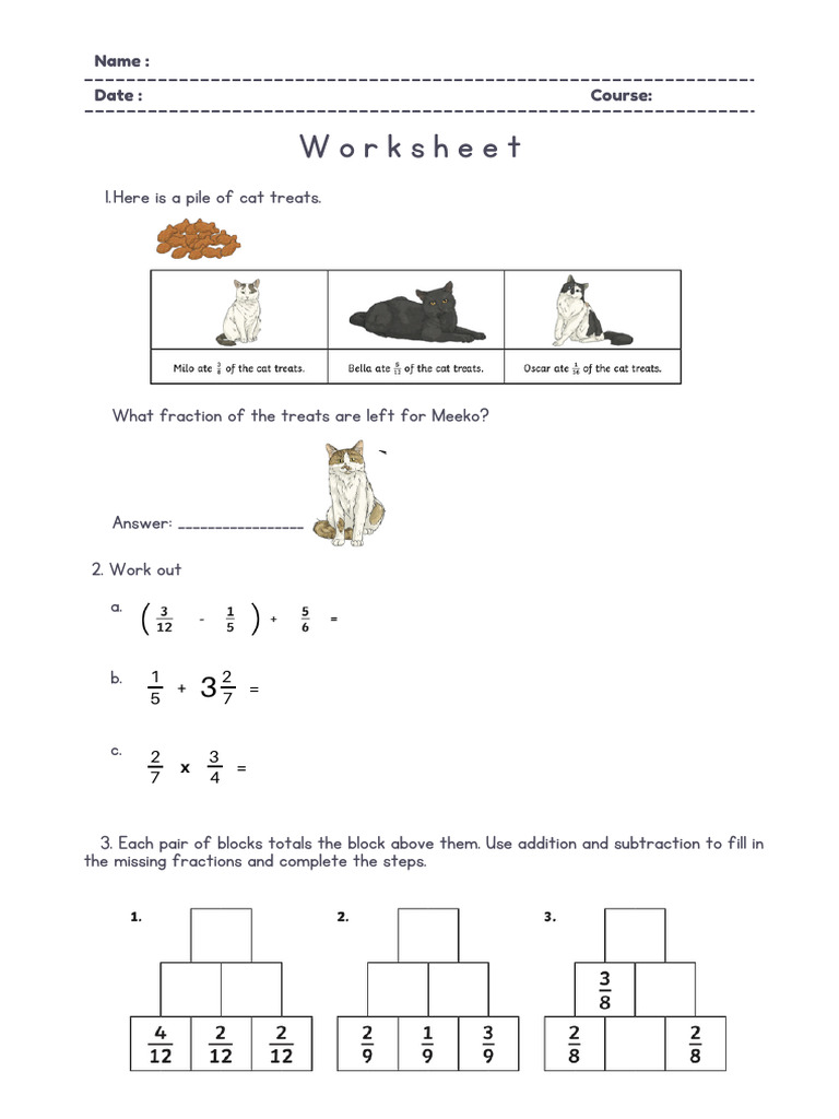 Cat Treats and Math Worksheet | PDF | Teaching Methods & Materials