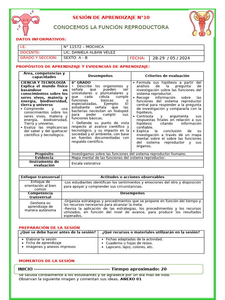 Ses-Mart-Cyt-Conocemos La Función Reproductora 6° | PDF