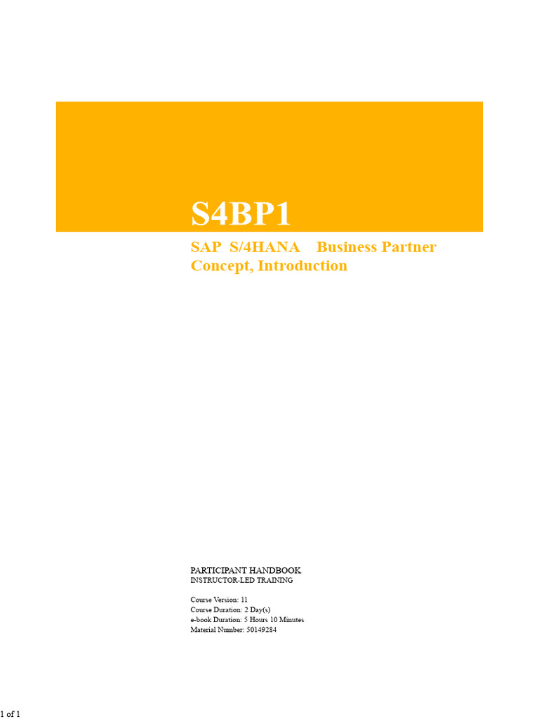 SAP S4HANA Business Partner Concept | PDF