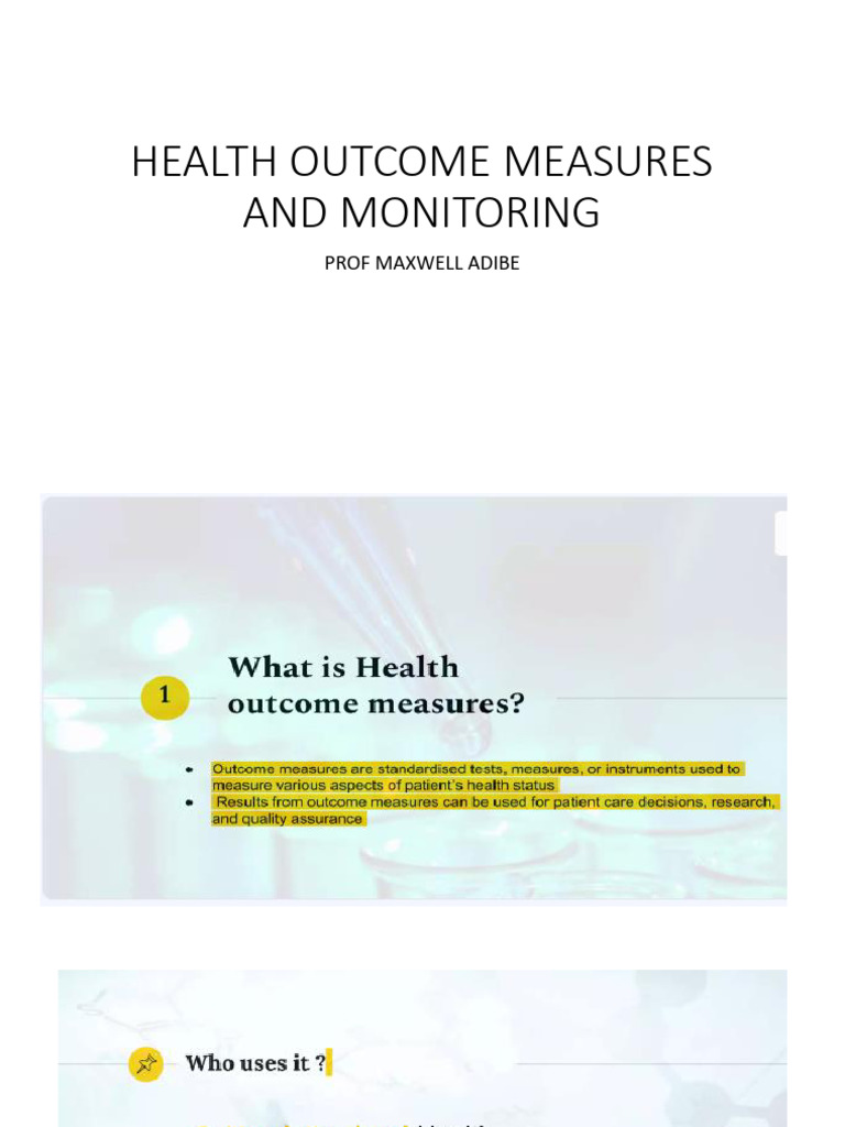 HEALTH OUTCOME MEASURES AND MONITORING | PDF