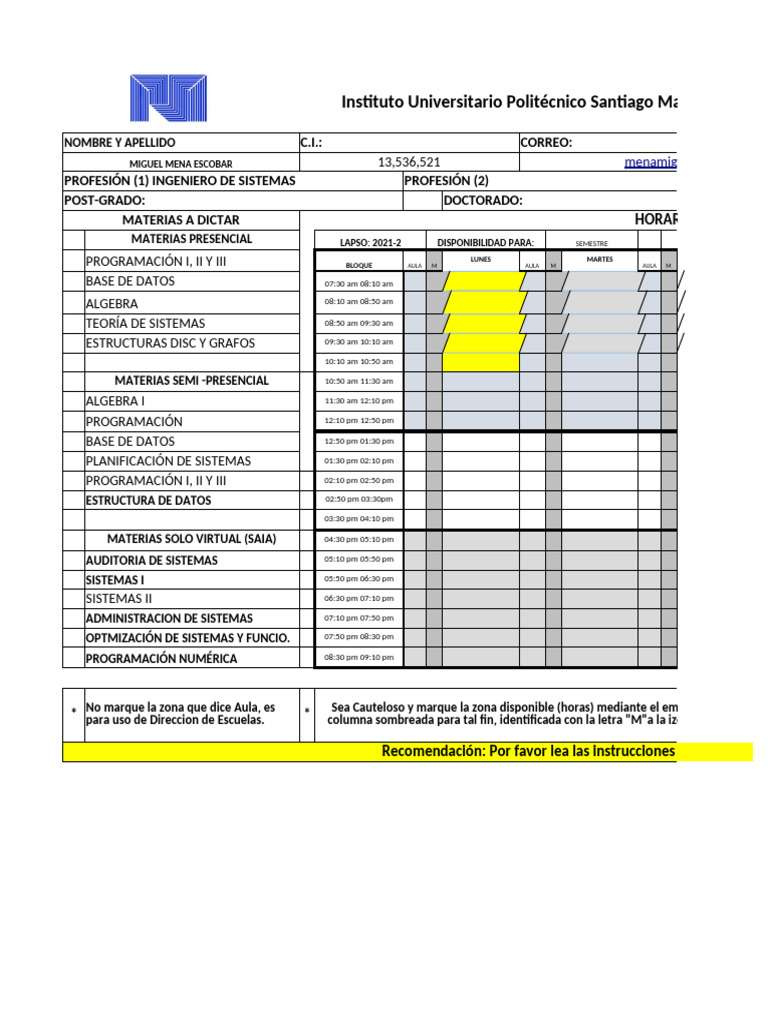 Dispon 2024-1 PSM Caracas | PDF
