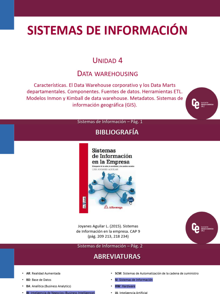 SI - Unidad 4 - Data Warehousing | PDF