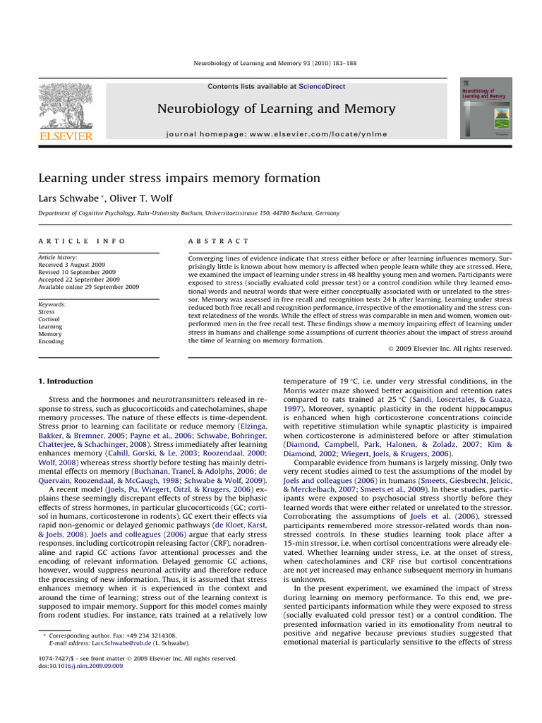 Bibliografia 2. Neurobiology of Learning and Memory | PDF