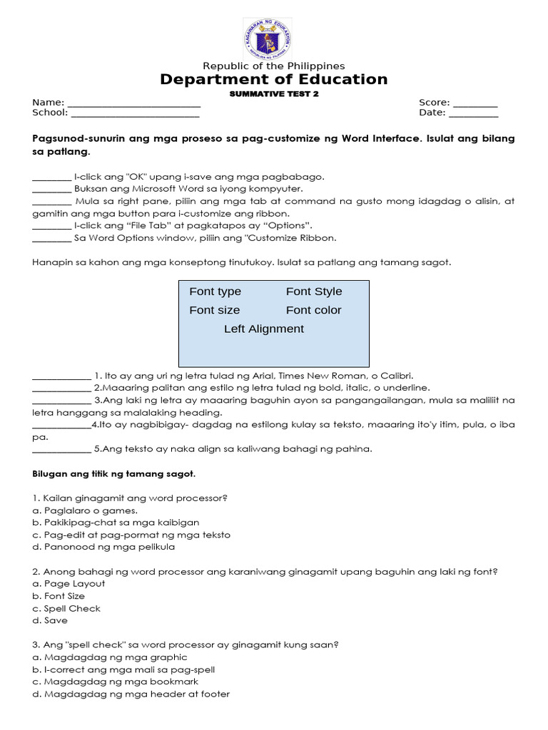 4 (w3) EPP TEST | PDF