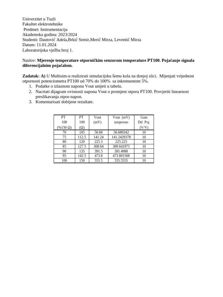 LAB 1 PT100 Dif Poj | PDF
