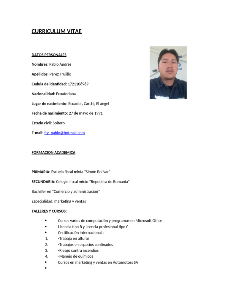 Pablo Perez Curriculum | PDF