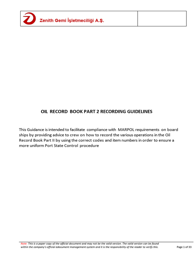 Oil Record Book Guideline | PDF Oil Record Book Guideline | PDF