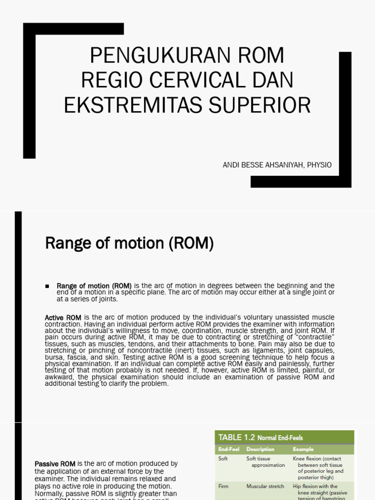 Pengukuran Rom Regio Cervical Dan Ekstremitas Atas | PDF