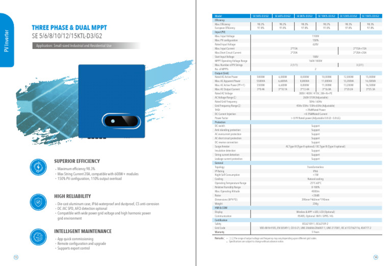 SE 12KTL-D3 G2 Datasheet | PDF